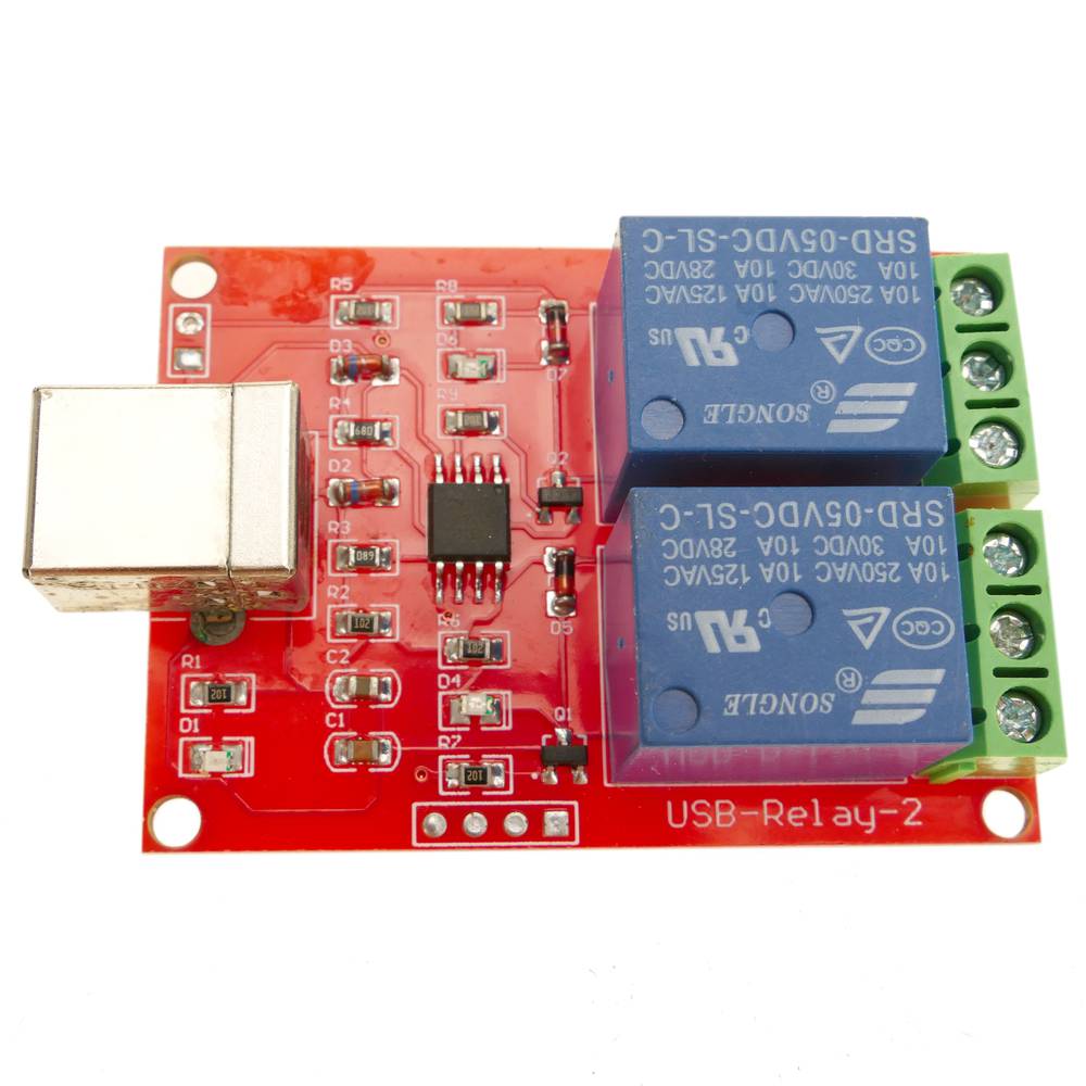 Circuito impreso con 2 relé por USB de 5V y controlado desde ordenador ... Circuito impreso con 2 relé por USB de 5V y controlado desde ordenador ...