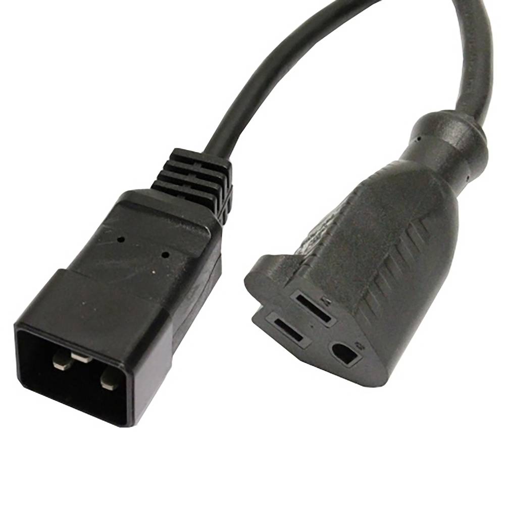 Cable eléctrico US NEMA-5-15R a IEC-60320-C20 de 0.4m negro - Cablematic Cable eléctrico US NEMA-5-15R a IEC-60320-C20 de 0.4m negro - Cablematic