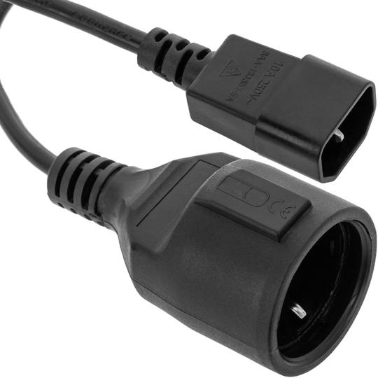 Schuko female to C14 converter adapter power cable 30 cm - Cablematic