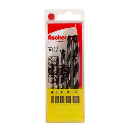 Pack de 5 unités foret pour mur 4/5/6/8/10mm Fischer 536606 - Cablematic