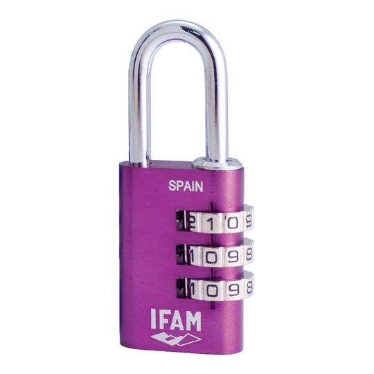 30mm violet padlock with a 5mm diameter shackle IFAM COMBI30 violet ...