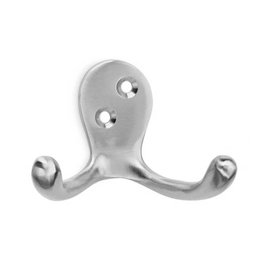 Classic double hook in satin nickel-plated brass Inofix - Cablematic