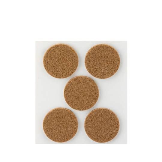 Pack de 5 unidades fieltro redondo sintético adhesivo marrón de 34 mm ...