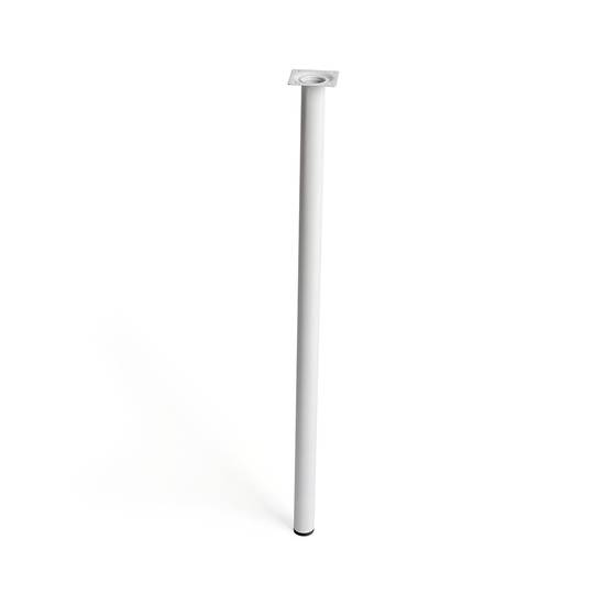 Pie redondo para mesa y mueble. Pata en acero blanca de 70cm - Cablematic