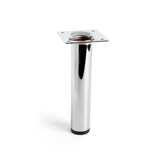 Round foot for table and furniture. 15cm chromed steel leg - Cablematic