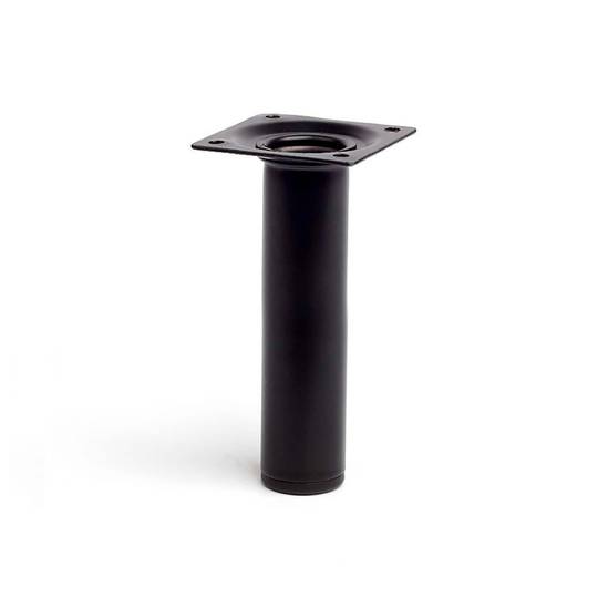 Round foot for table and furniture. 15cm black steel leg - Cablematic