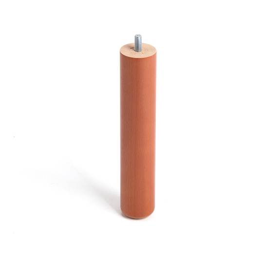 Round foot for table and furniture. 25cm cherry beech wood leg - Cablematic