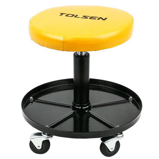 Workshop stool with wheel and pneumatic height adjustment with metal ...