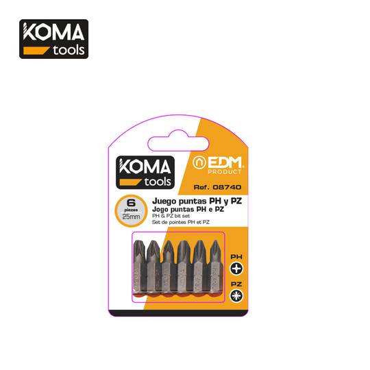 Pack of 6 units tip PH 1-2-3 25mm KOMA Tools 08740 - Cablematic