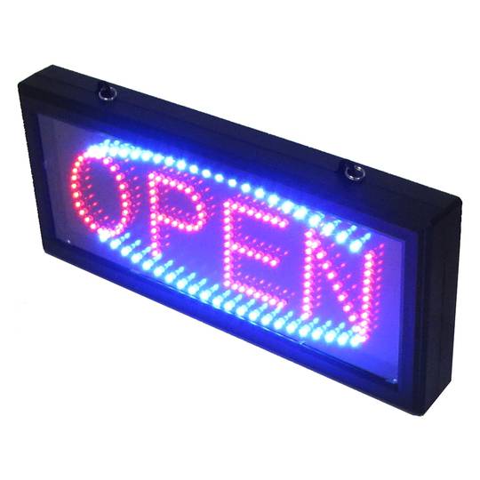 DispkayMatic LED sign with red and blue OPEN message - Cablematic