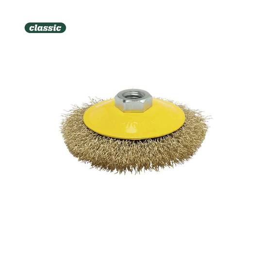 Conical brush with crimped wire 100 mm FHO100 Mota - Cablematic