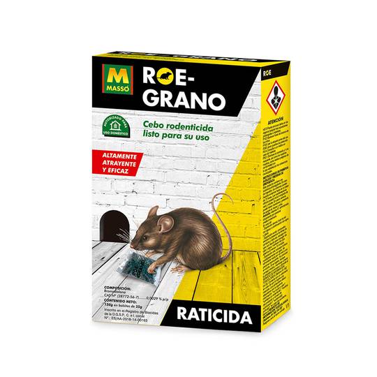 Pack de 6 unités de raticide en grains de 150g Massó - Cablematic