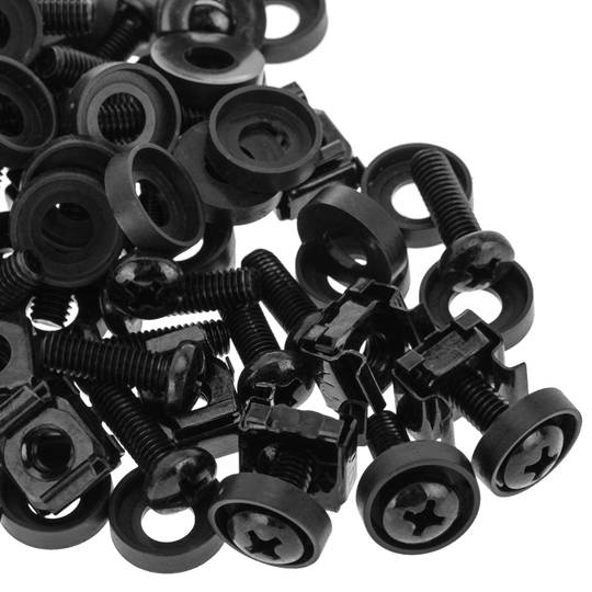 Pack of 100 black M5 screws with cage nut for rack cabinet - Cablematic