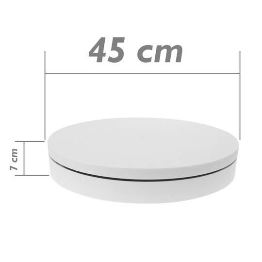 45 cm electric rotating base. Rotary platform in white with remote ...