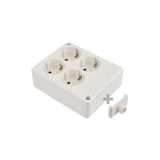 Base de 4 enchufes schuko 2P+T 16A 250V 3680W Solera 8104 - Cablematic
