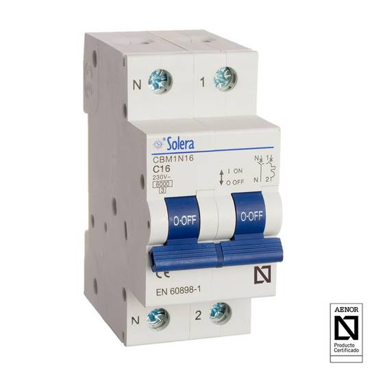 Magnetothermic automatic switch 1P+N 25A 6kA Solera CBM1N25 - Cablematic