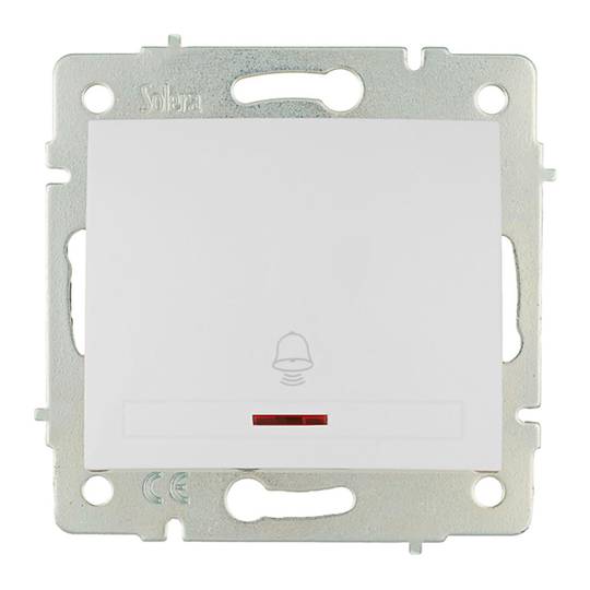 Illuminated recessed push button without frame 10A 250V 83x81mm white ...