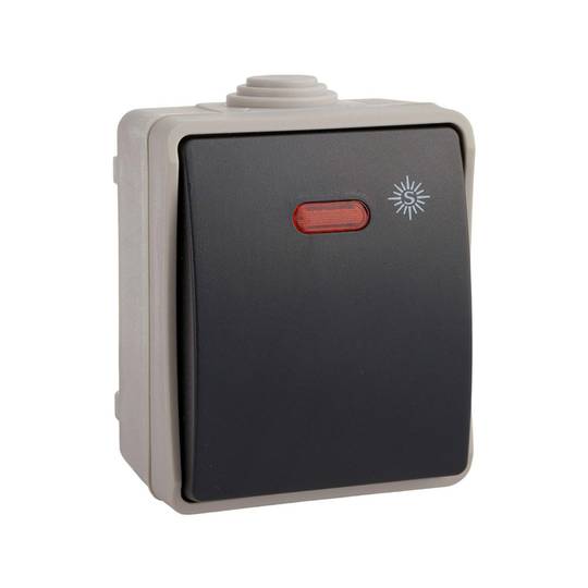 Luminous waterproof push button 10A 250V IP54 65x80x55mm Solera 3320IL ...