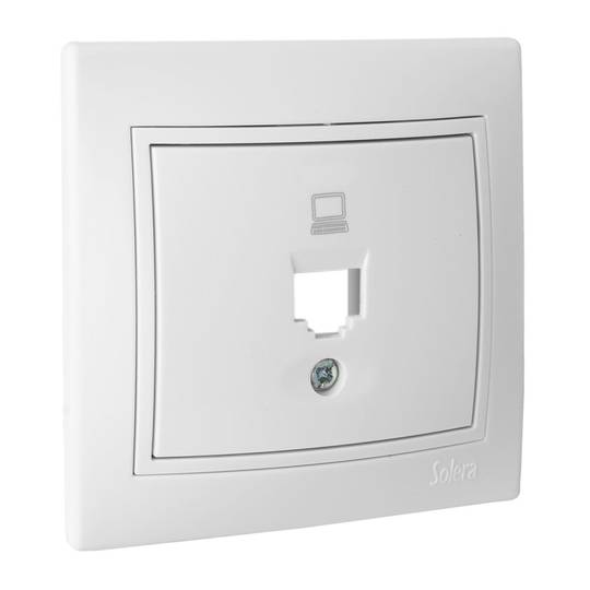 Trim cover with frame for RJ45 cat6 data socket 83x81x10mm white Solera ...