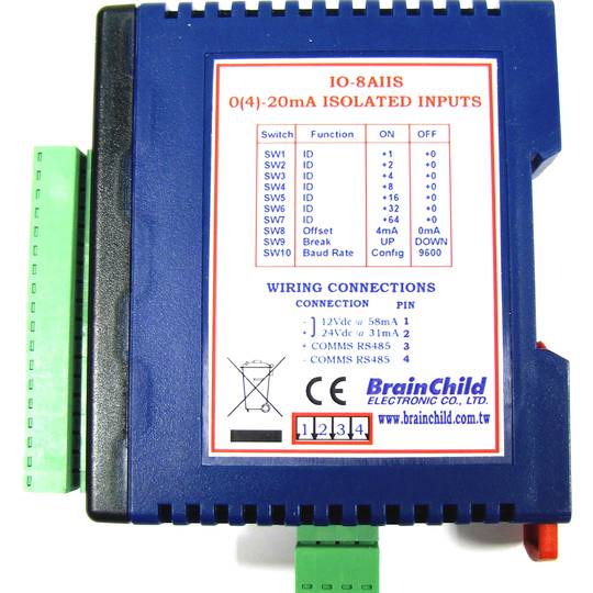 RS485 Module 8 isolated analog inputs intensity (IO-8AIIS) - Cablematic