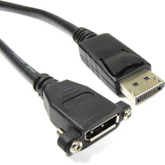 DisplayPort male to female adapter with connector for panel attachment ...